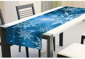 Vánoční ubrus - běhoun na stůl TS V04 modré sněhové vločky / ubrusy - běhouny na stůl 40 x 140 cm Dimex