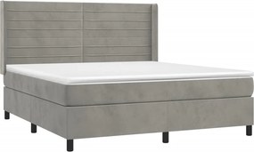 Box spring postel s matrací a LED světle šedá 160x200 cm samet 3139631