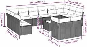 13dílná zahradní sedací souprava podušky světle šedá polyratan 3250281