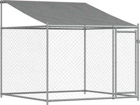 vidaXL Klec pro psy se střechou a dvířky šedá 4x2x2 m pozinkovaná ocel [3209568]