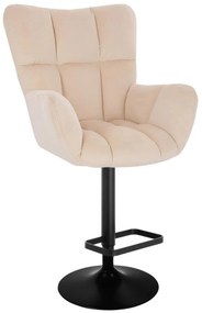 LuxuryForm DESIGN Barové křeslo AURORA VELUR na černé kulaté podstavě - krémové