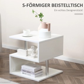 HOMCOM Malý stolek u pohovky s otevřeným S-zásuvkovým prostorem, moderní design 50x50x50 cm, bílý
