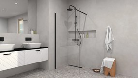 Besco Sprchový kout Walk-In ECO-N BLACK 90x195 (100x195, 110x195, 120x195) - bez vaničky Rozměry (cm): šířka: 90