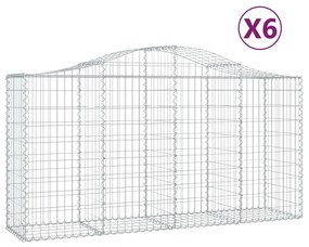 vidaXL Klenuté gabionové koše 6 ks 200x50x100/120cm pozinkované železo