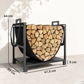 Outsunny Dřevník 47,5 x 33 x 44 cm zvýšený stojan na dřevo s plátěnou taškou až 50 kg do interiéru i exteriéru