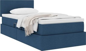 Postel s úložným prostorem a matrací Modrá 100 x 200 cm Samet 3370430
