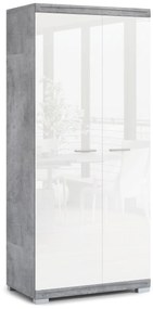 Skříň SIMPLE SZD2 beton / bílý lesk
