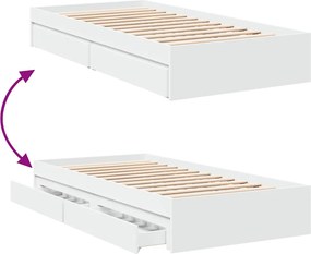 Rám postele se zásuvkami bílý 75 x 190 cm kompozitní dřevo 3280713