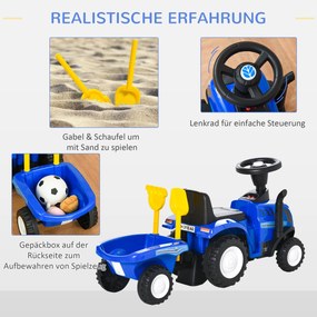 HOMCOM dětské autíčko dětské autíčko NEW HOLLAND jezdící autíčko klasické chodítko s klaksonem plastové kovové modré | Aosom