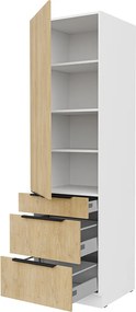 CREMONA bc | vysoká skříňka 60 DKS-210 3S1F potravinová | UNI dvířka | 60 cm | PREMIUM BOX | bílá/cremona