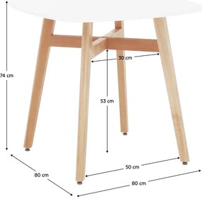 Kondela Jídelní stůl, bílá/přírodní, 80x80 cm, DEJAN 3 NEW