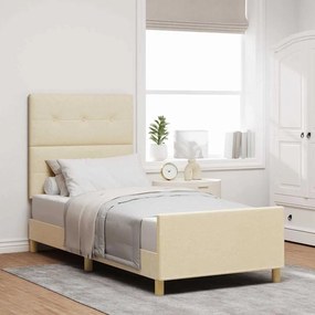 Rám postele s čelo Krémová 90 x 200 cm textil 3344702