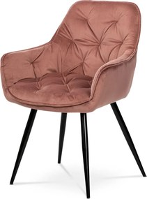 Autronic Designové jídelní křeslo DCH-421 PINK4, starorůžová/černý kov