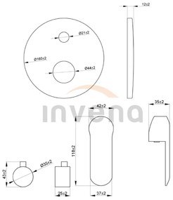 Invena Siros, podomítková 2-výstupová baterie (těleso+krytka), chromová, INV-BP-90-CO2-A
