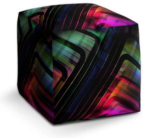 Taburet Cube černé pruhy, barevná