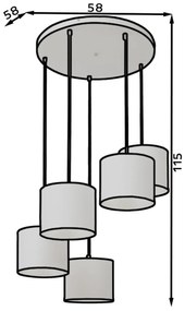 Eltap Moderní závěsné osvětlení Vespillo 5, 58x58x115cm bílá/zlatá