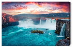 Obraz Islandské Vodopády V Dopoledních Hodinách Nedostatek Nedostatek Plátno Canvas 120x80