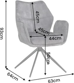 Designová otočná židle Kody tmavě šedý samet