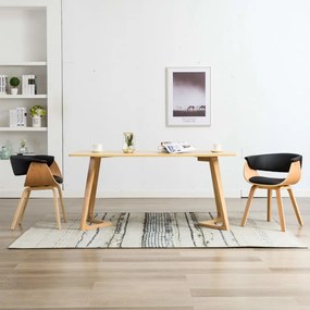 Jídelní židle 2 ks černé ohýbané dřevo a umělá kůže,  278733
