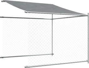 Klec pro psy se střechou a dvířky šedá 12x2x2m pozinkovaná ocel 3209572