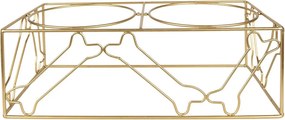 Zlaté kovové misky pro psa nebo kočku - 38x20x14 cm / 2x500 ml