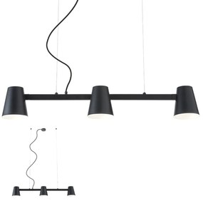 REDO Group 01-1555 Mingo, černá závěsná lampa v severském stylu, 3x42W E27, délka 100cm