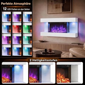 Costway Třístranný elektrický krb 81 cm s LED, bílý