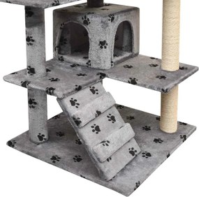 Škrabadlo pro kočky, sisalové sloupky 125 cm šedá potisk tlapek 170476
