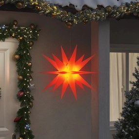 Svítící vánoční hvězda s LED skládací červená 57 cm