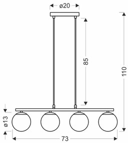 Lustr na lanku CARRINE 4xE14/40W/230V hnědá