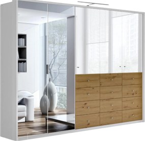 STO Šatní skříň BOLIWIA 255 cm, Bílá/Dub Artisan