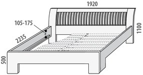 Postel Sofia, čelo oblé laťkové 180 Domestav F114 Materiál: Buk cink, Barevne provedení: Přírodní provedení