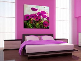 Obraz Mak (1 díl) - levandulová abstraktní kompozice s polními květy