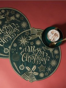 Sinsay - Kulaté vánoční prostírání s nápisem Merry Christmas 2 pack - tmavě zelená