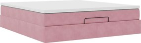 Osmanský rám postele s matrací růžová 180x200cm samet 3311206