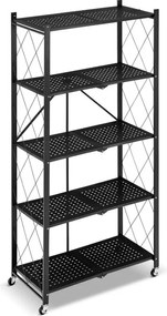 Kovový regál 70x35x158 cm 5 polic lakovaný mobilní HIGHER CJ01-05