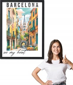 Obraz s rámečkem BARCELONA+černý rámeček 50x70 do kuchyně, jídelny, ložnice