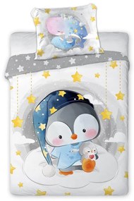 DĚTSKÉ LOŽNÍ POVLEČENÍ PENGUIN 100X135 CM, 1KS 40X60 CM VZOROVANÉ
