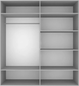 ARK Šatní skříň BRUNO, Šedá + LED osvětlení 207 cm