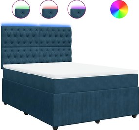 Box spring postel s matrací modrá 140 x 200 cm samet 3294668
