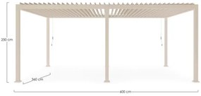 BIZZOTTO Krémová hliníková pergola s uzavíracími lamelami OCEAN 3,6x6 m