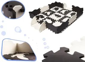 KIK Pěnové puzzle kontrastní černo-krémové / 30 x 30 cm / 25 dílků / E