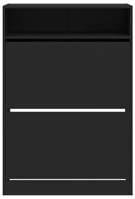 Botník se 2 výklopnými zásuvkami černý 80 x 34 x 116 cm - Default Title