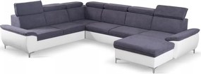 Rozkládací rohová sedačka MAUGLI U 345x175cm – rozklad a úložný prostor levý roh tmavě šedá / bílá - Soro 97 / Soft 17