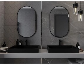 Mexen Loft, oválné koupelnové zrcadlo 90 x 55 cm, barva rámu černá matná, 9851-090-055-000-70