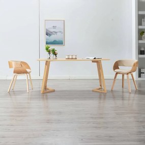 Jídelní židle 2 ks krémové ohýbané dřevo a umělá kůže - Default Title