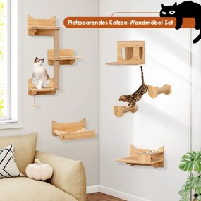 Costway 6 PCS lezecká stěna Škrabadlo pro kočky s platformami Mísa Houpací síť
