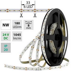 LED pásek McLED 24V neutrální bílá š=8mm IP20 12W/m 180LED/m SMD2216 ML-126.734.60.0