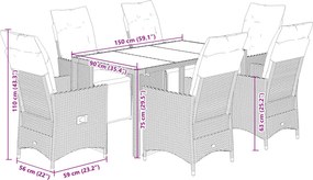 7dílný zahradní bistro set s poduškami béžový polyratan 3276940