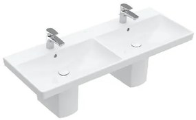 Villeroy & Boch Avento - Dvojumyvadlo nábytkové 1200x470 mm, s přepadem, 2 otvory pro baterii, CeramicPlus, alpská bílá 4A23CKR1